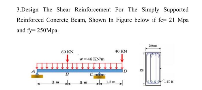 Solved 3.Design The Shear Reinforcement For The Simply | Chegg.com