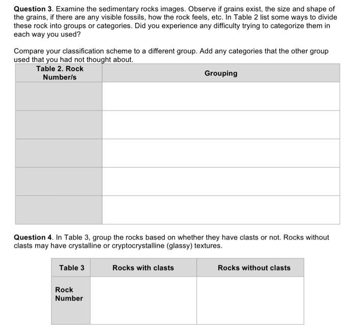 Solved Sedimentary Rock Classification Scheme 1. Texture | Chegg.com