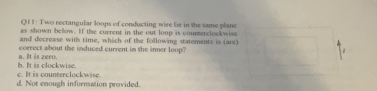 Solved Q11: Two rectangular loops of conducting wire lie in | Chegg.com