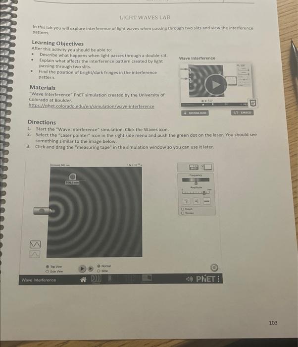Solved LIGHT WAVES LAB In this lab you will explore | Chegg.com