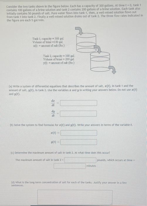 Solved Consider the two tanks shown in the figure below. | Chegg.com