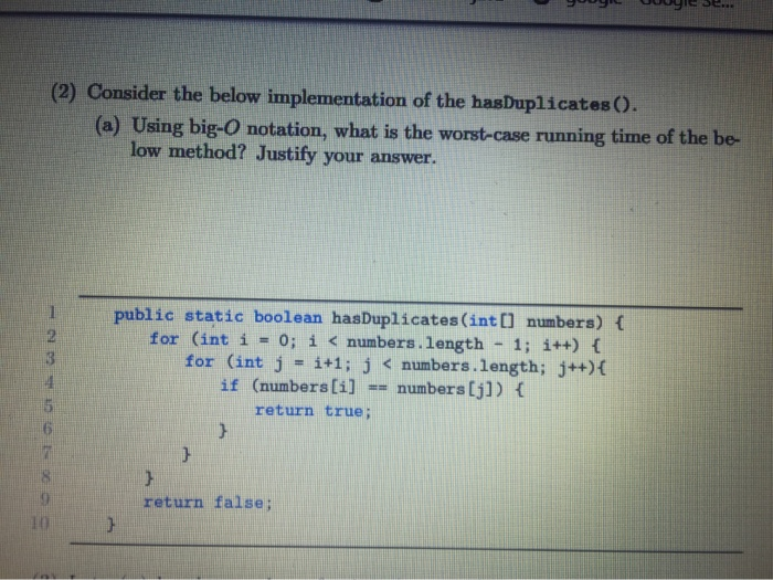 Solved (1) What is the big-O running time and space of each | Chegg.com