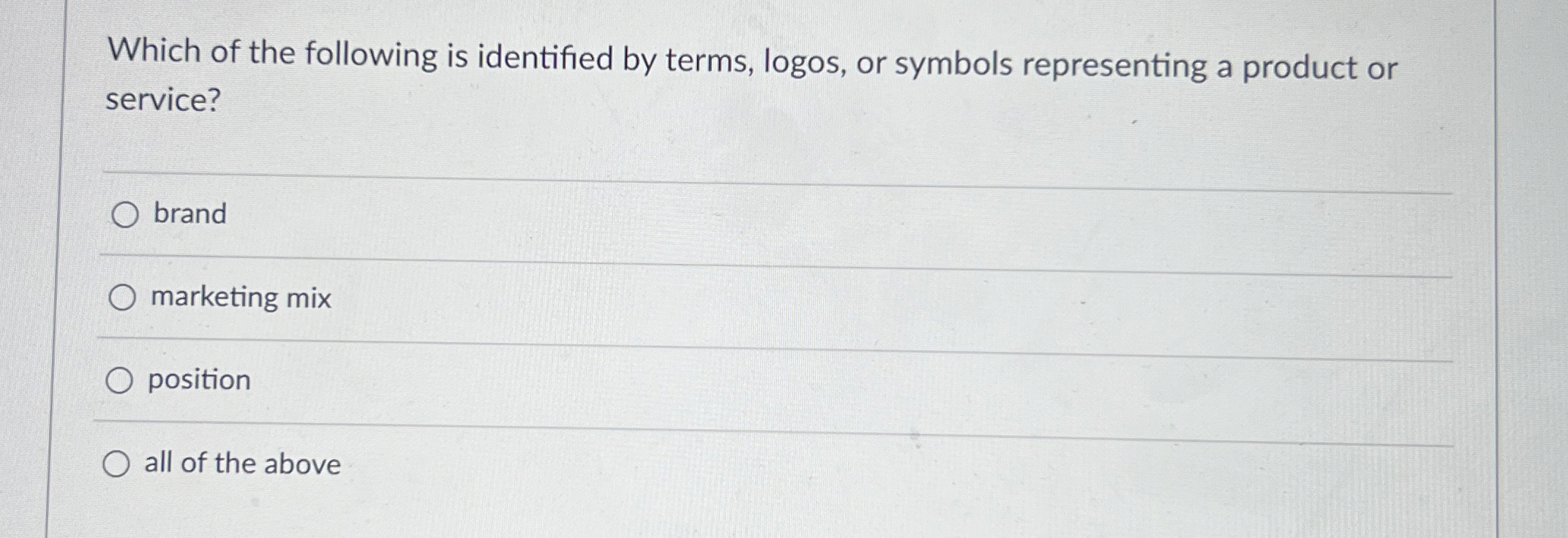 Solved Which of the following is identified by terms, logos, | Chegg.com