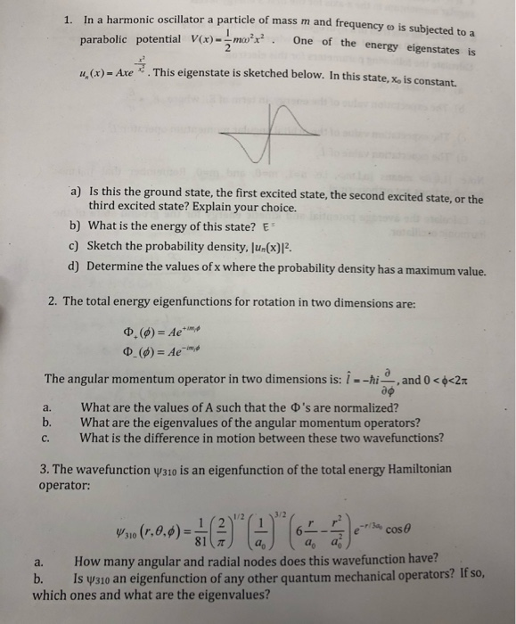 Solved In a harmonic oscillator a particle of mass m and | Chegg.com