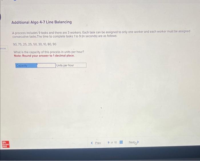 Solved Additional Algo 4-7 Line Balancing A process includes | Chegg.com