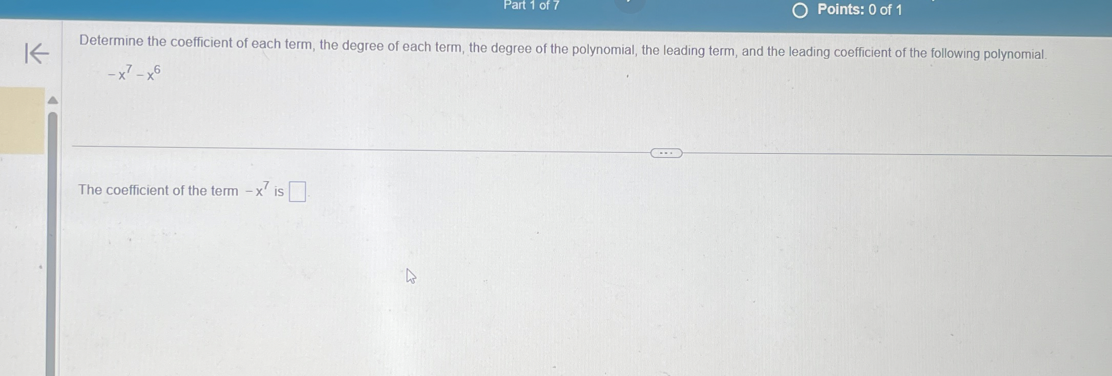 Solved Part 1 ﻿of 7Points: 0 ﻿of 1Determine the coefficient | Chegg.com