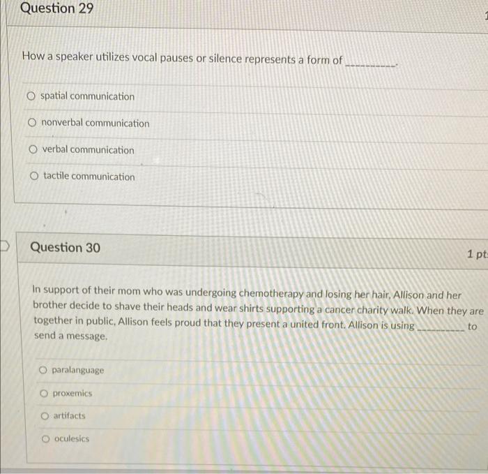 Question 29 How a speaker utilizes vocal pauses or | Chegg.com