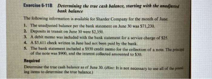 Solved Exercise 6-118 Determining the true cash balance, | Chegg.com
