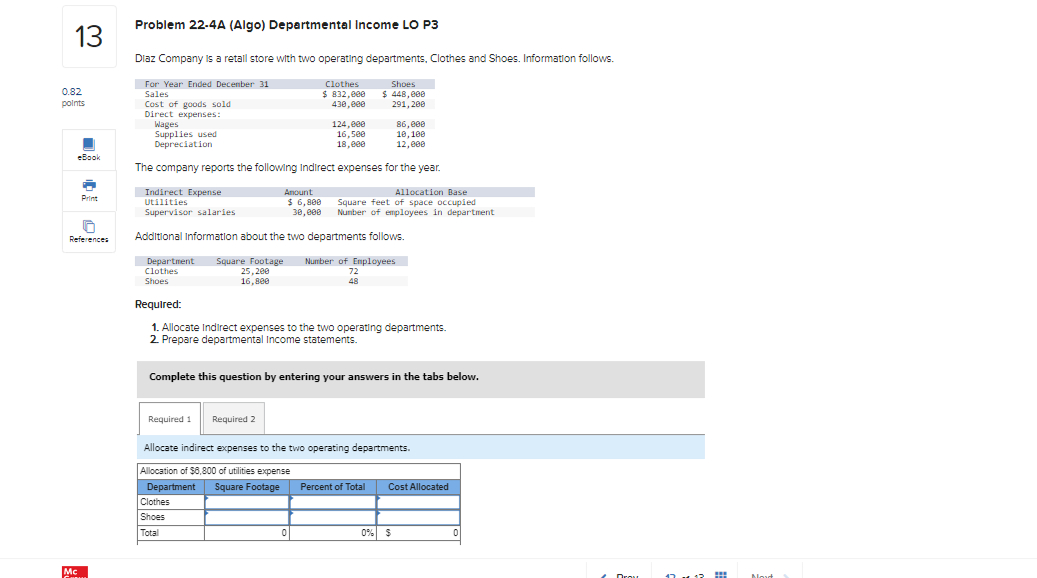 Solved Problem 22.4A (Algo) ﻿Departmental Income LO P3Dlaz | Chegg.com