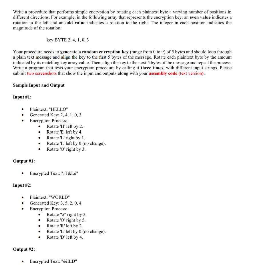 Solved Write a procedure that performs simple encryption by | Chegg.com