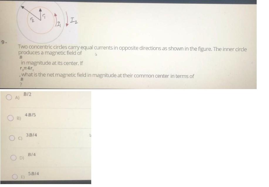 Solved 2 Iz 9 B Two concentric circles carry equal currents | Chegg.com