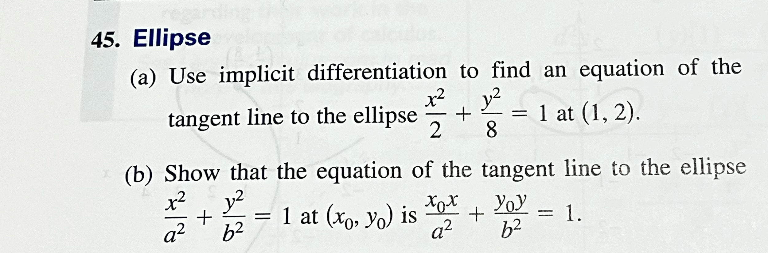 Solved Ellipse(a) ﻿Use implicit differentiation to find an | Chegg.com