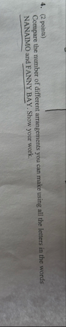 Solved (2 ﻿points)Compare the number of different | Chegg.com