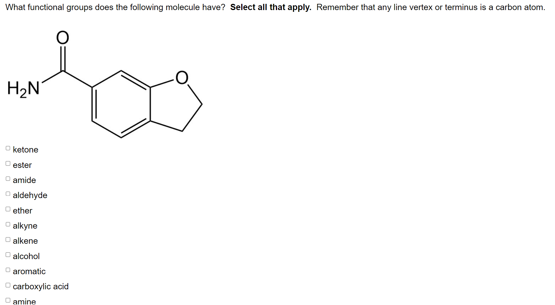 Solved What functional groups does the following molecule | Chegg.com