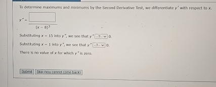 Solved To determine maximums and minimums by the Second | Chegg.com
