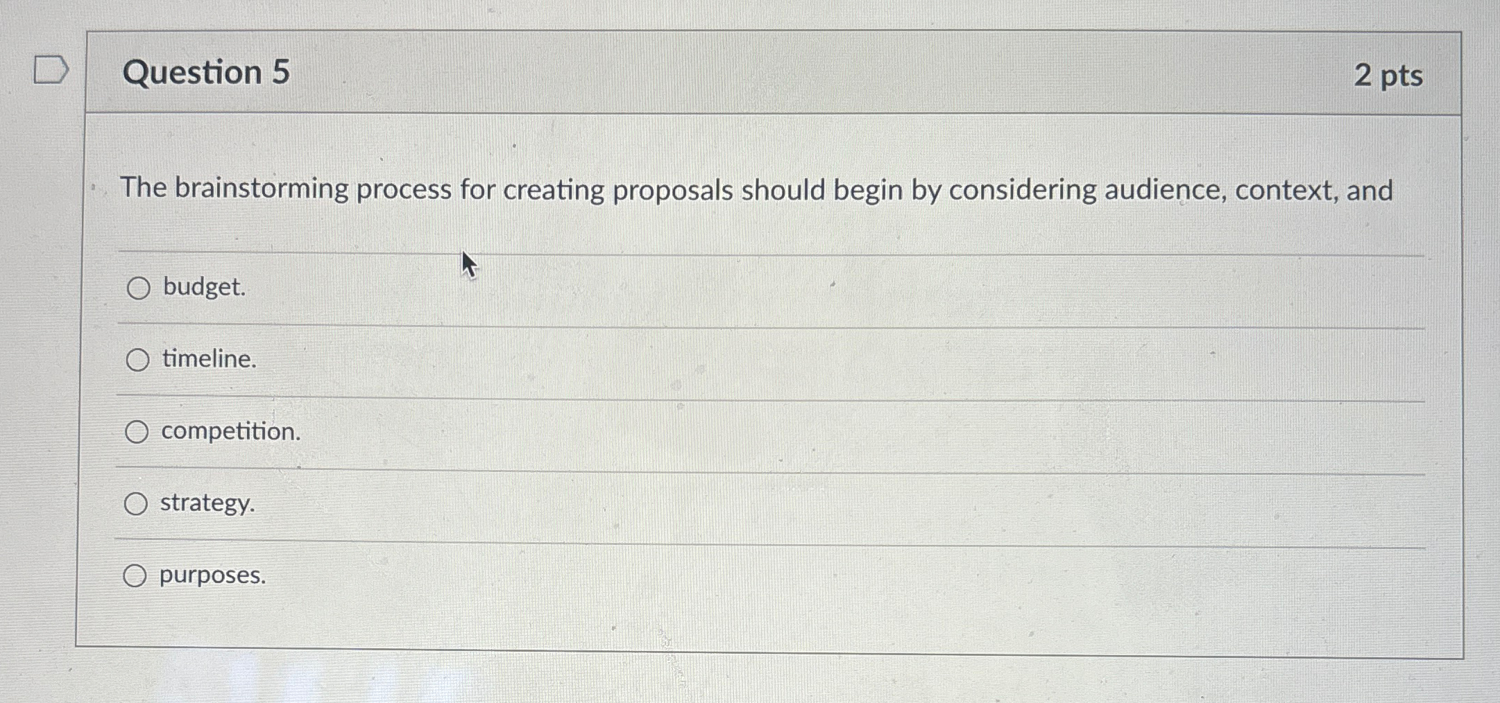 Solved Question 52 ptsThe brainstorming process for | Chegg.com Solved Question 52 ptsThe brainstorming process for | Chegg.com