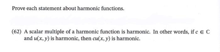Solved Prove each statement about harmonic functions. (62) A | Chegg.com