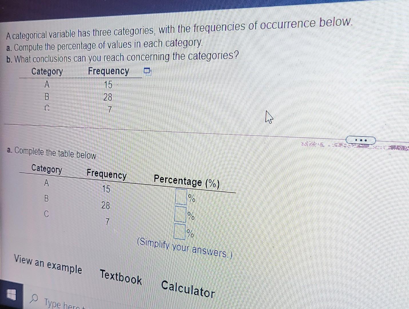 Solved A categorical variable has three categories, with the | Chegg.com