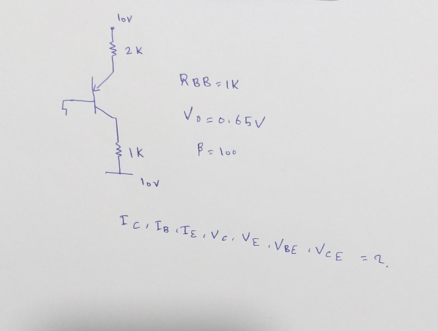 Solved RBB=1 K V0=0.65 V β=100 | Chegg.com