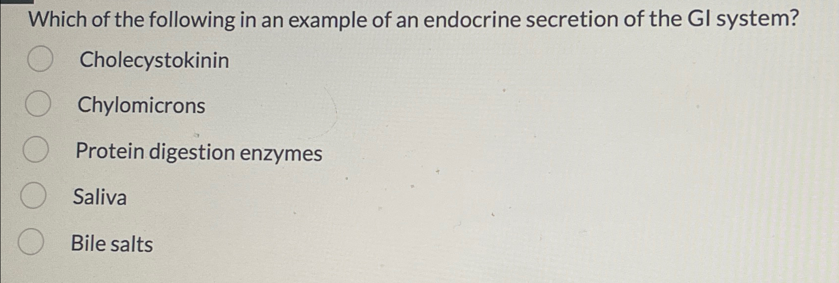 Solved Which of the following in an example of an endocrine | Chegg.com