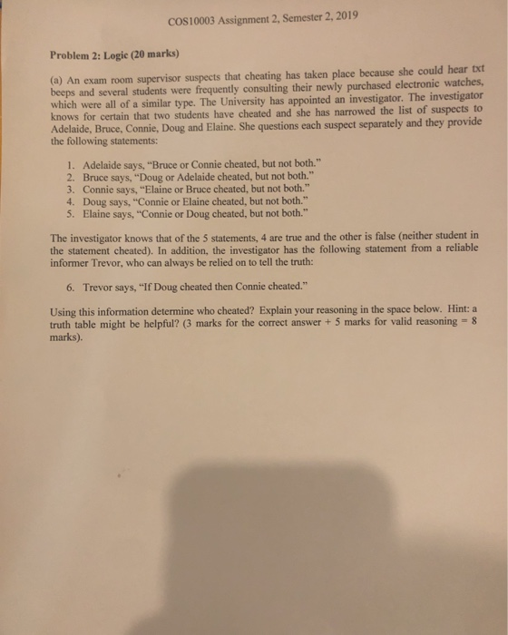 Cos10003 Assignment 2 Semester 2 2019 Problem 2 