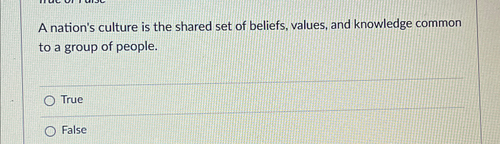 Solved A nation's culture is the shared set of beliefs, | Chegg.com