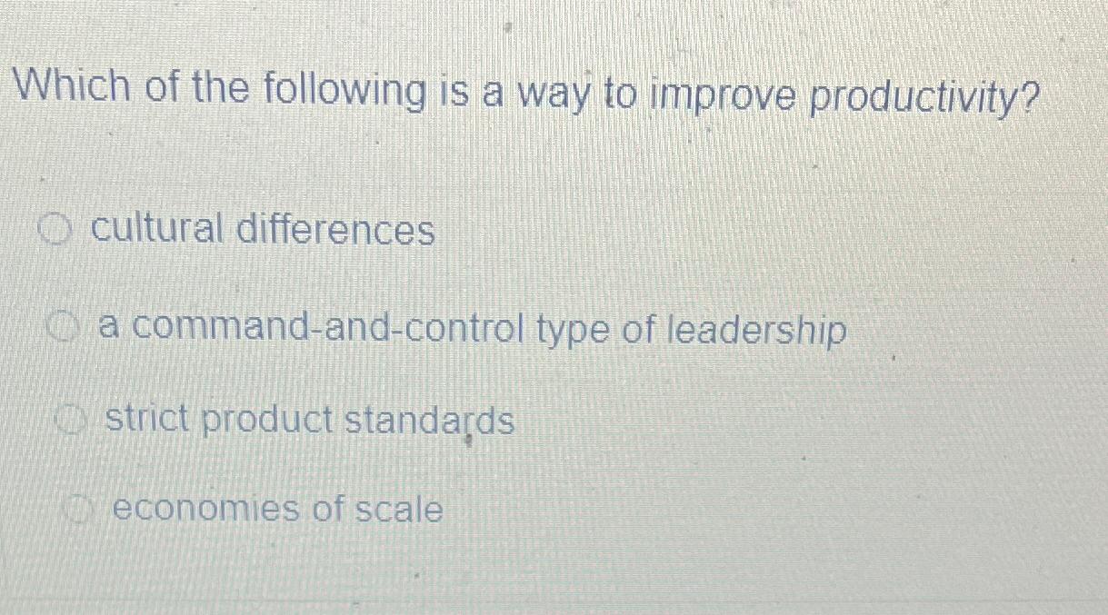 Solved Which of the following is a way to improve | Chegg.com