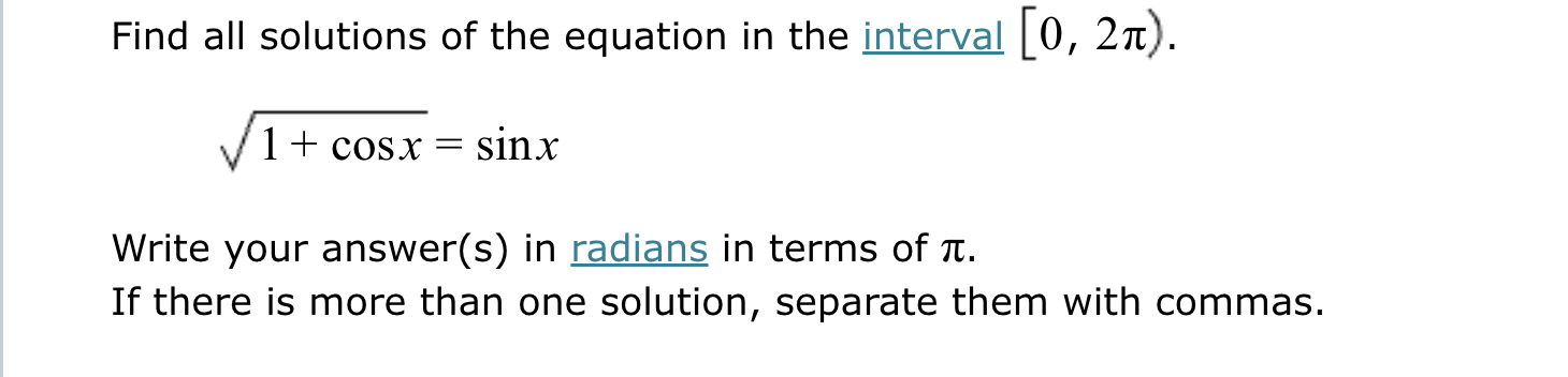 Solved Find all solutions of the equation in the interval | Chegg.com