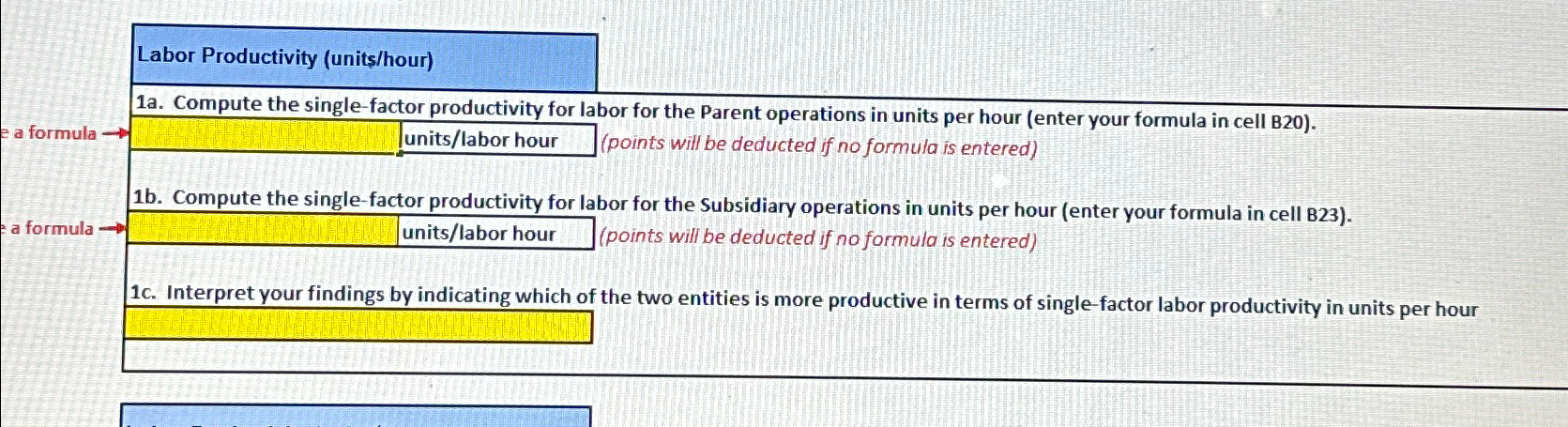 Solved Labor Productivity (units/hour)1a. ﻿Compute the | Chegg.com