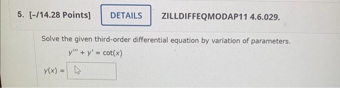 Solved Solve the given third-order differential equation by | Chegg.com