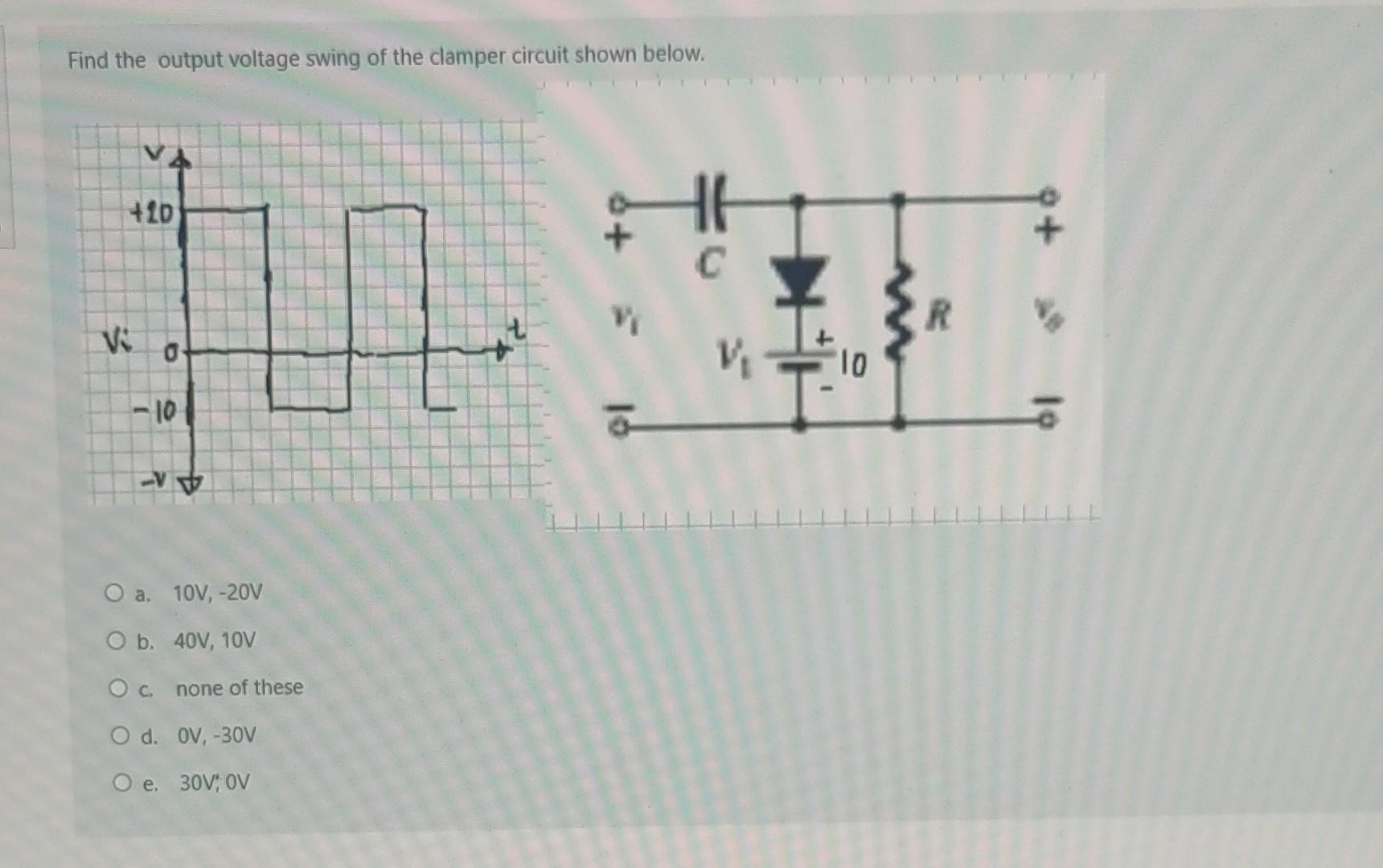Solved Find the output voltage swing of the clamper circuit | Chegg.com