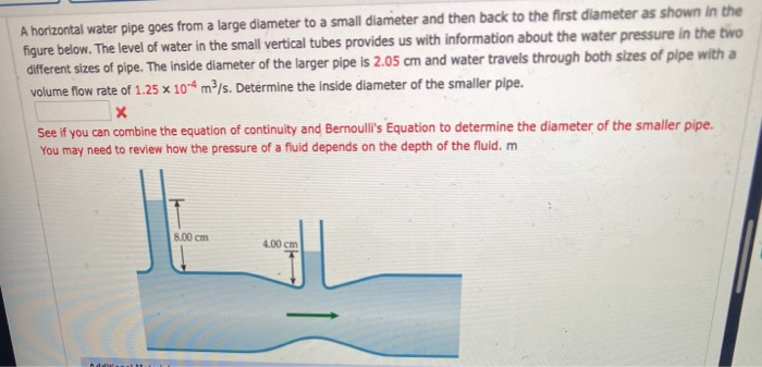 Solved A horizontal water pipe goes from a large diameter to | Chegg.com