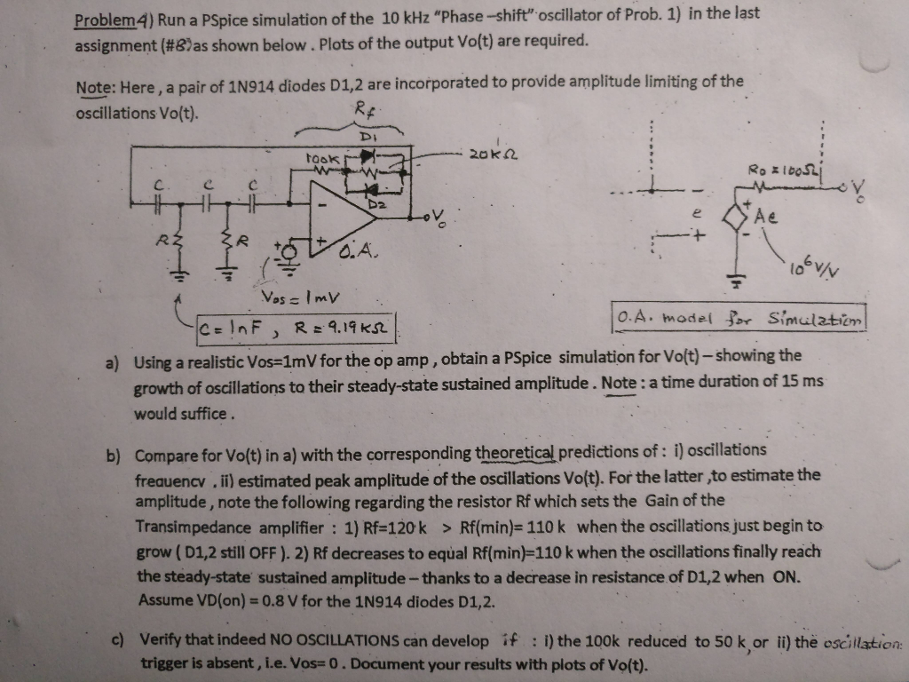 Solved Problem4) ﻿Run a PSpice simulation of the 10 ﻿kHz | Chegg.com