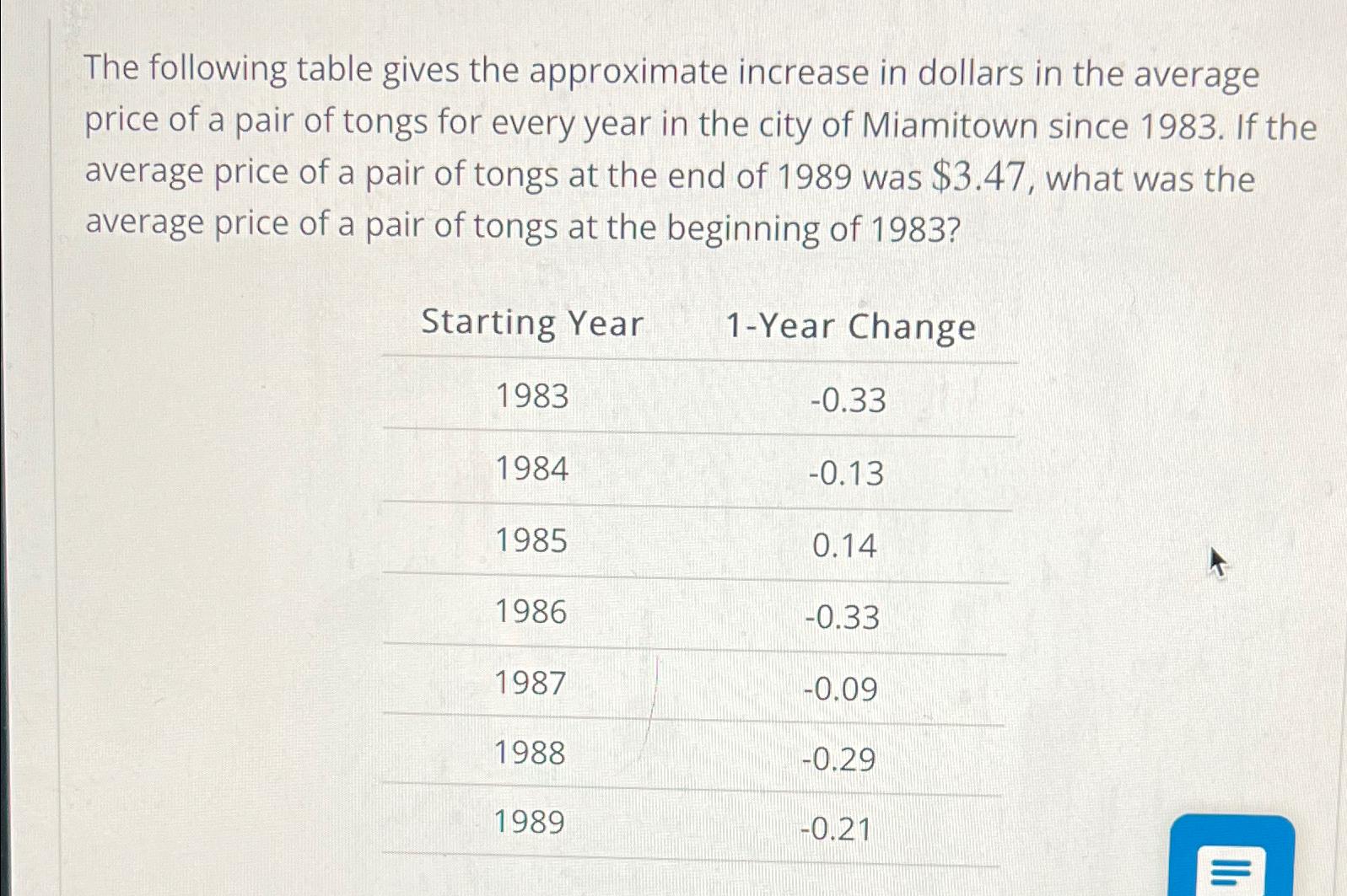 Solved The following table gives the approximate increase in | Chegg.com