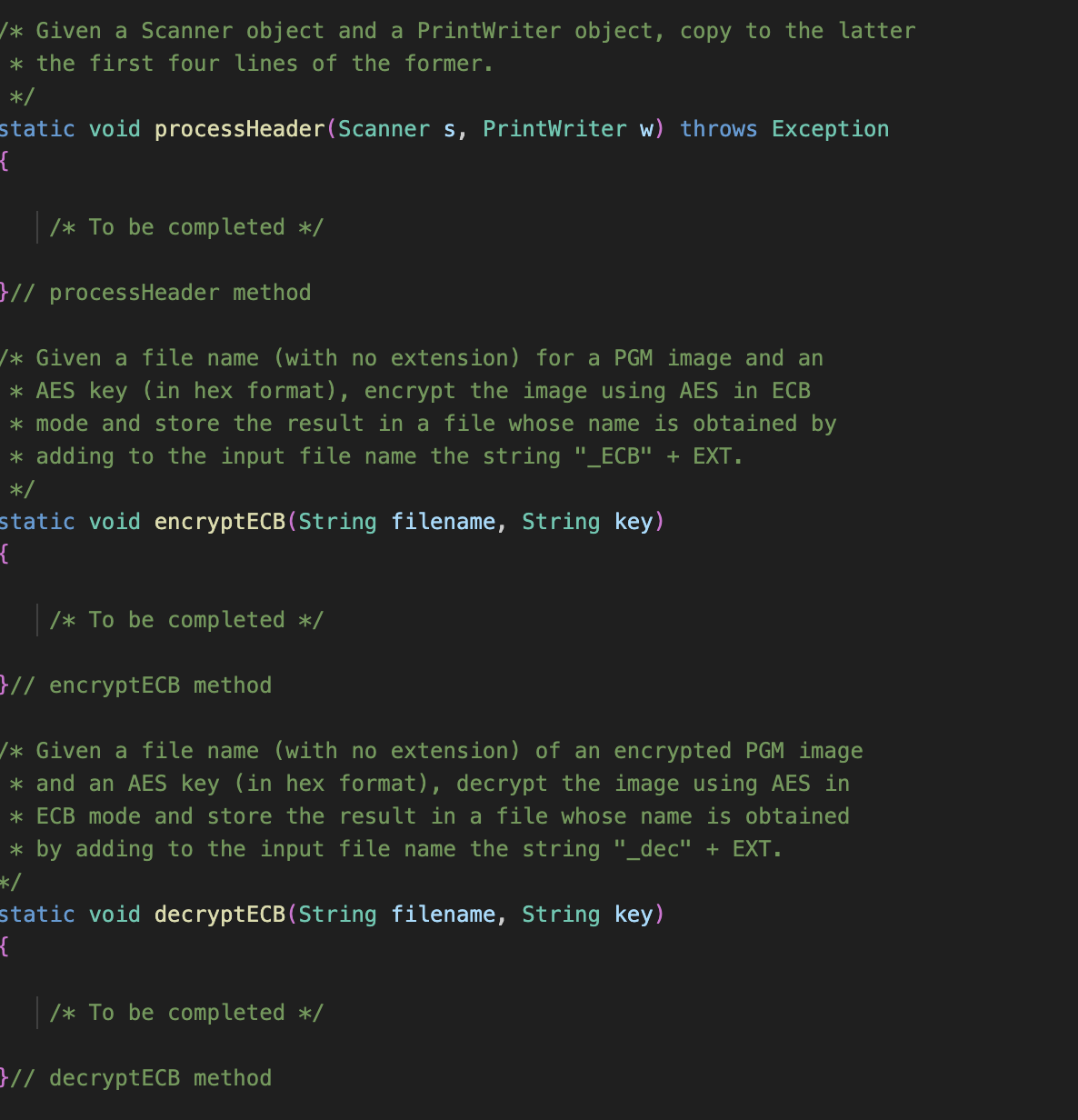 Solved /* ﻿Given a Scanner object and a PrintWriter object, | Chegg.com