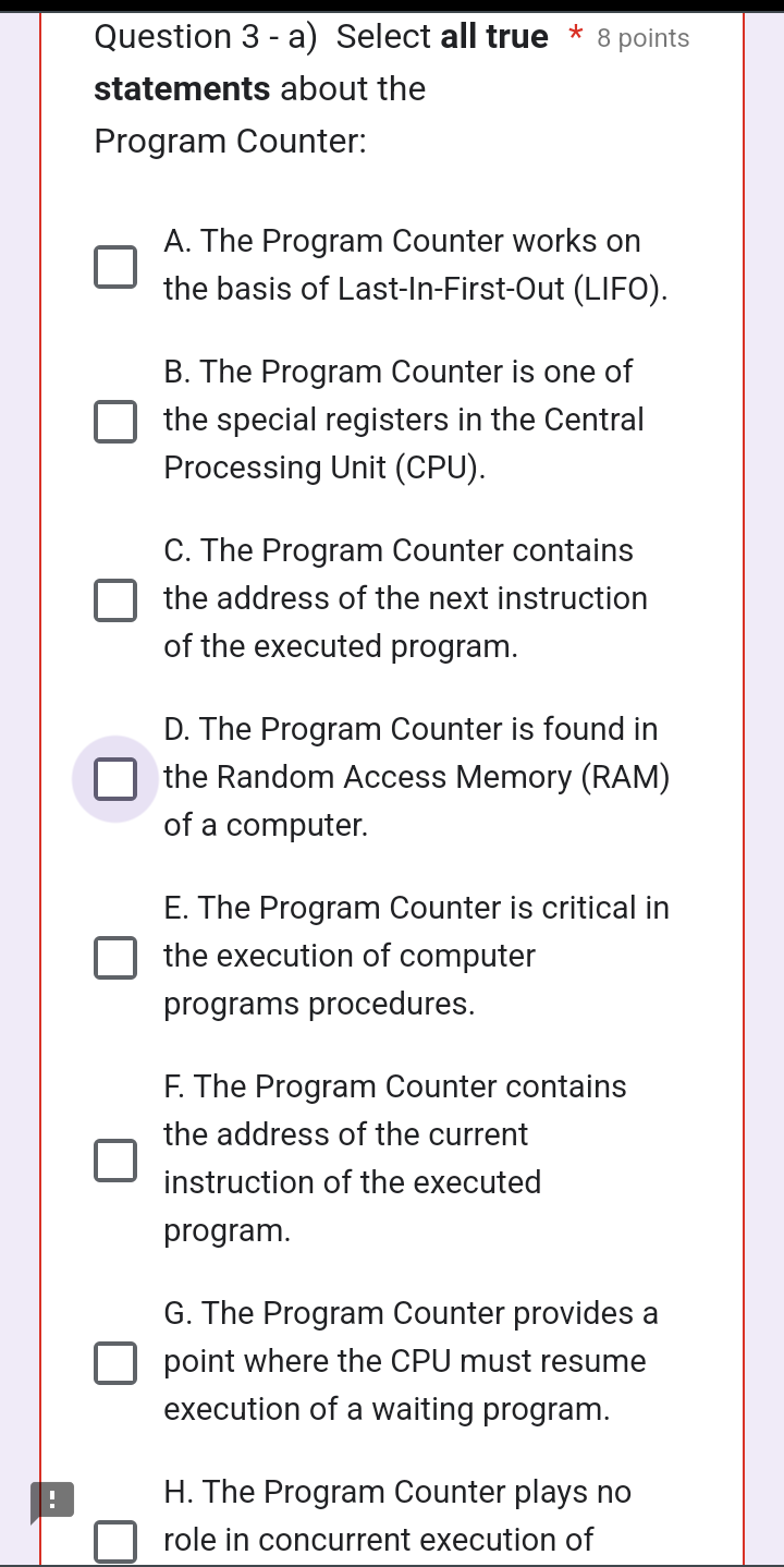 Solved Question 3 - ﻿a) ﻿Select all true8 ﻿pointsstatements | Chegg.com
