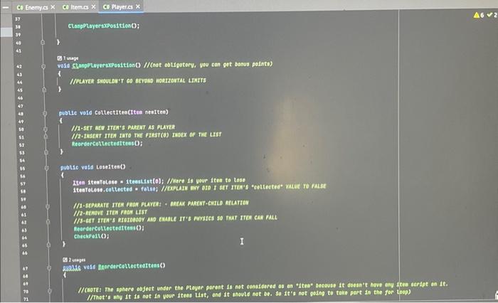 Solved complete the empty coding for c# unity engine using | Chegg.com