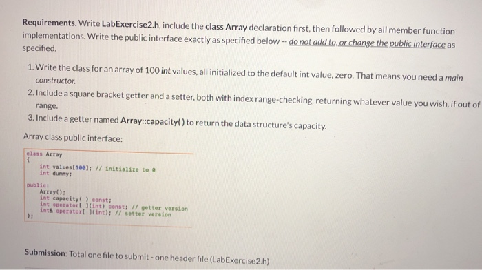 Solved Requirements. Write LabExercise2.h, include the class | Chegg.com