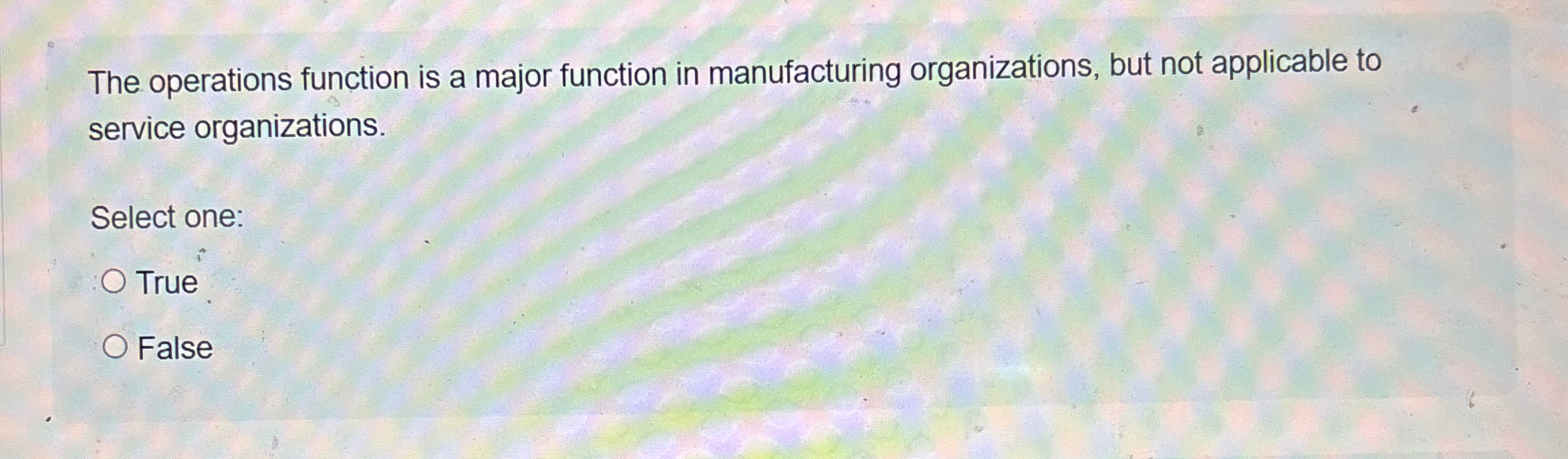 Solved The operations function is a major function in | Chegg.com