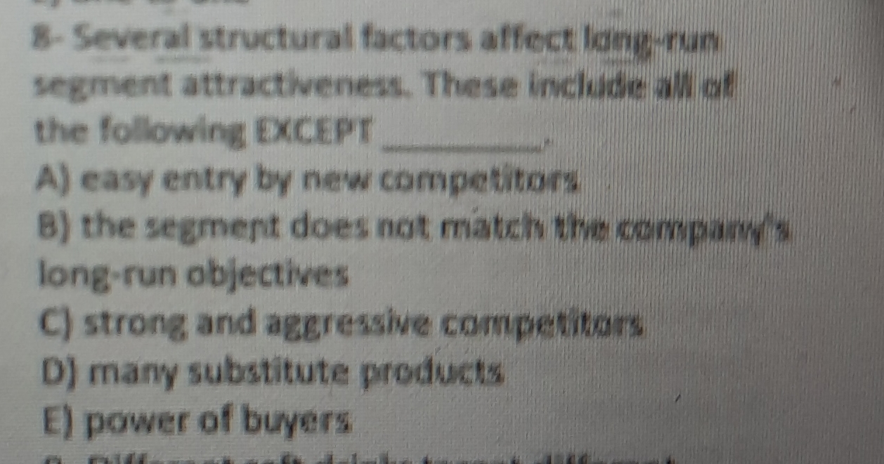 Solved 8- ﻿Several structural factors affect lang-run | Chegg.com