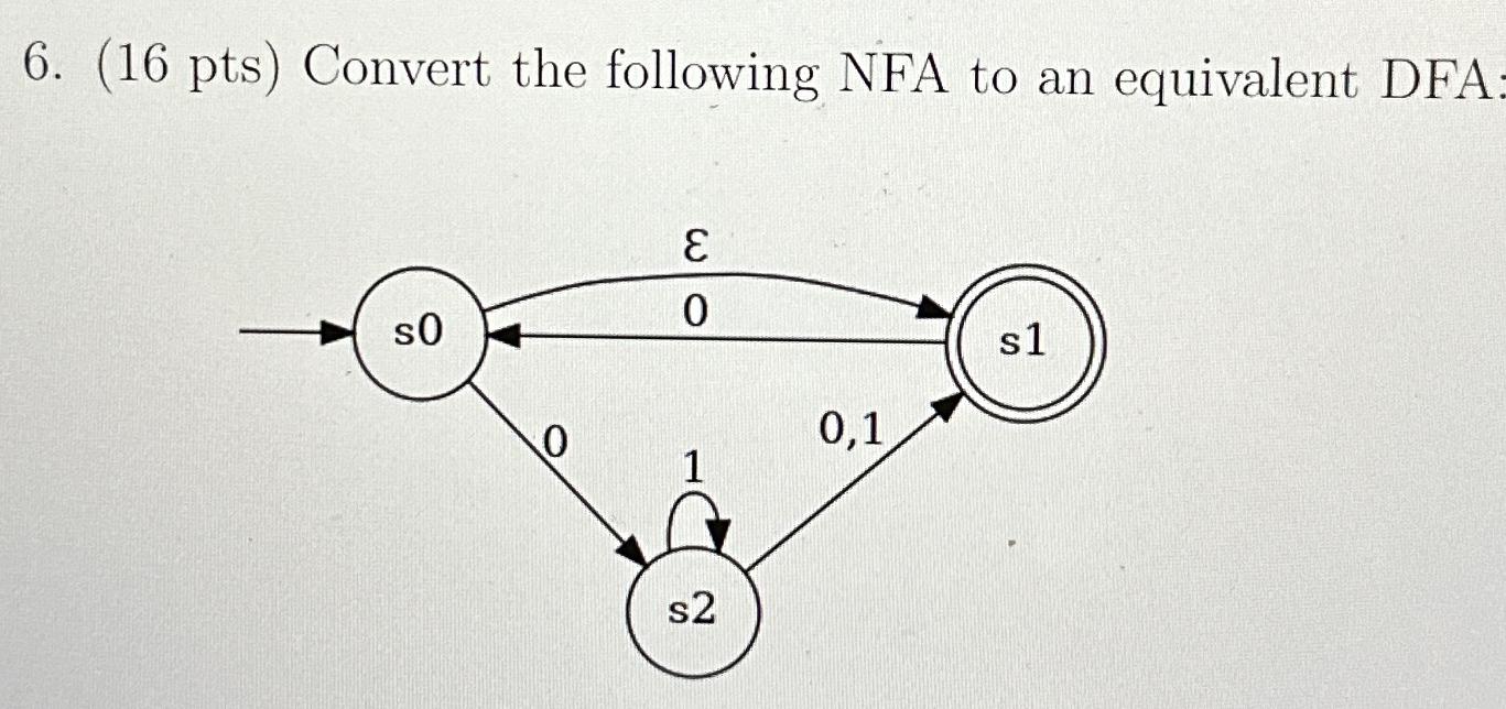 Solved (16 pts) Convert the following NFA to an equivalent | Chegg.com Solved (16 pts) Convert the following NFA to an equivalent | Chegg.com
