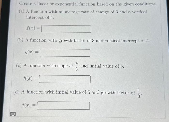 Solved Write an equation for the linear function and the | Chegg.com
