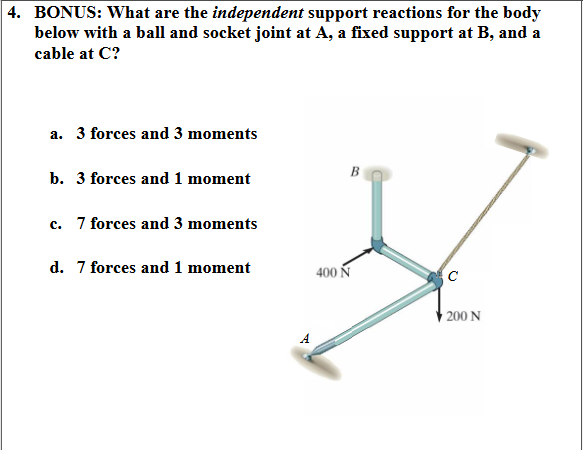 Solved BONUS: What are the independent support reactions for | Chegg.com