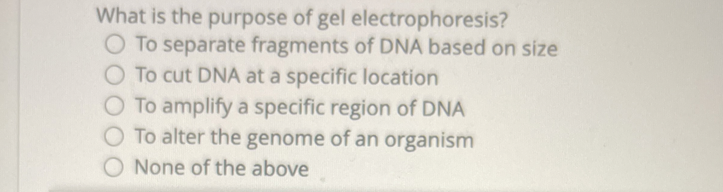 Solved What is the purpose of gel electrophoresis?To | Chegg.com