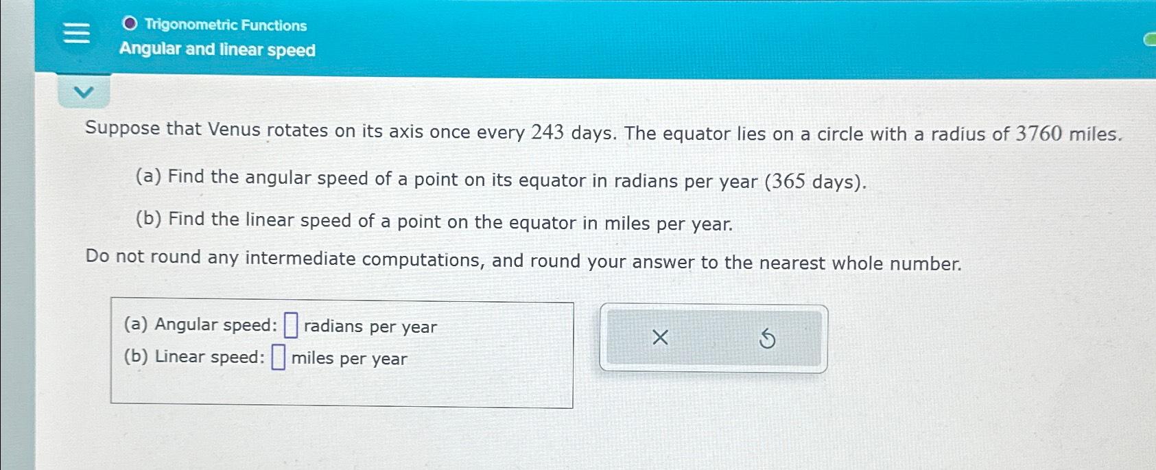 Solved Trigonometric Functions Angular and linear | Chegg.com