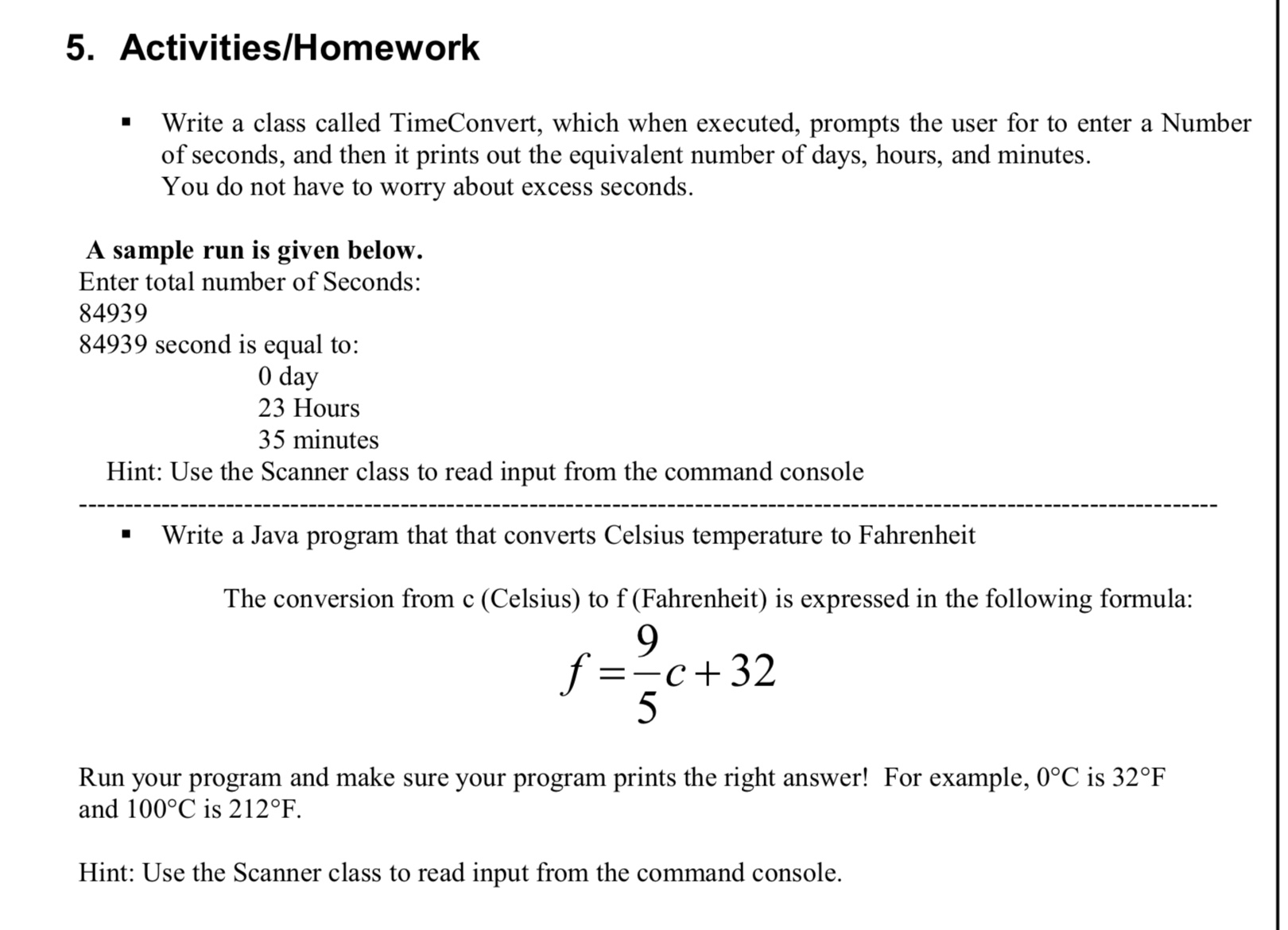 Solved Activities/HomeworkWrite a class called TimeConvert, | Chegg.com