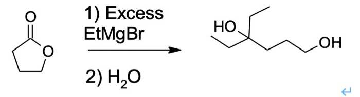 Solved 1) Excess EtMgBr 2) H2O | Chegg.com