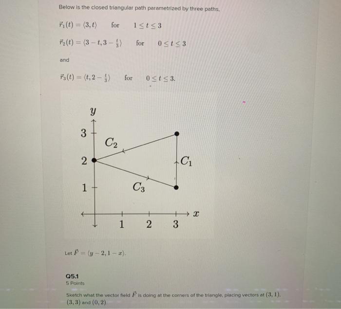 Solved Below is the closed triangular path parametrized by | Chegg.com