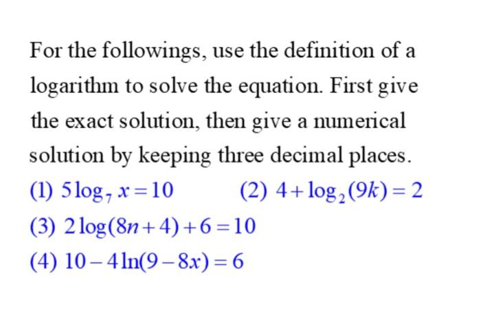 Solved a For the followings, use the definition of a | Chegg.com