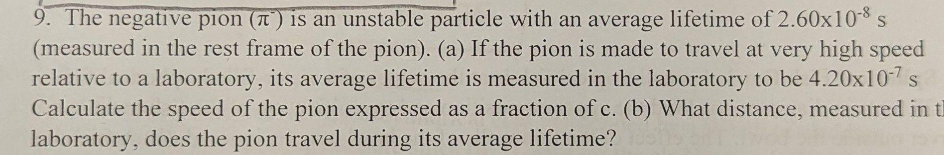 Solved The negative pion (π-)is an unstable particle with an | Chegg.com